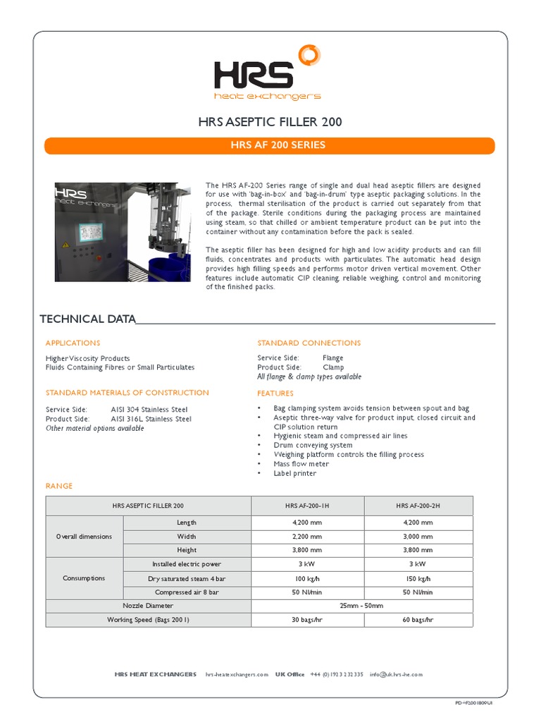 HRS AF 200 Series Datasheet 2018 | PDF | Steam | Sterilization ...