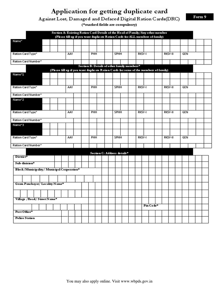 Application For Getting Duplicate Card: Against Lost, Damaged and ...