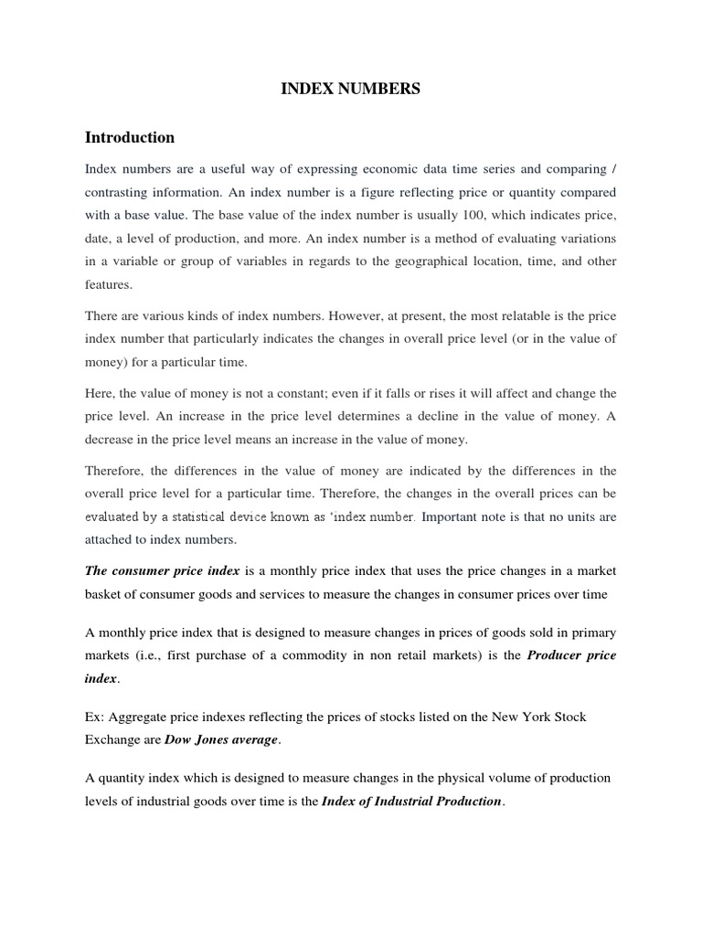 Index Numbers | PDF | Index (Economics) | Consumer Price Index
