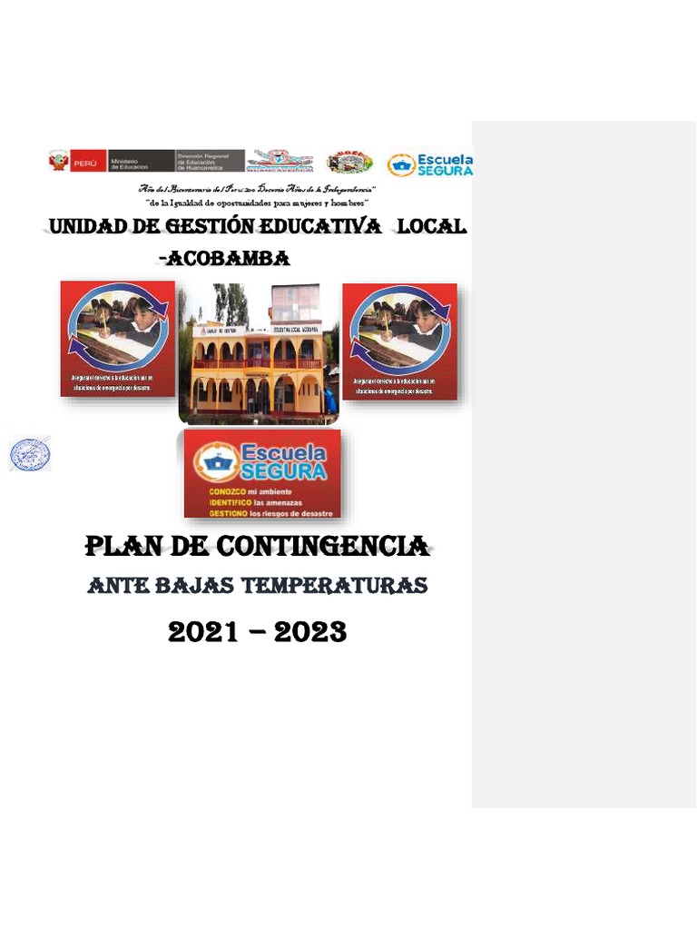 Plan Conting Ante Bajas Temperaturas Acobamba - 2021 | PDF | Herida | Clima
