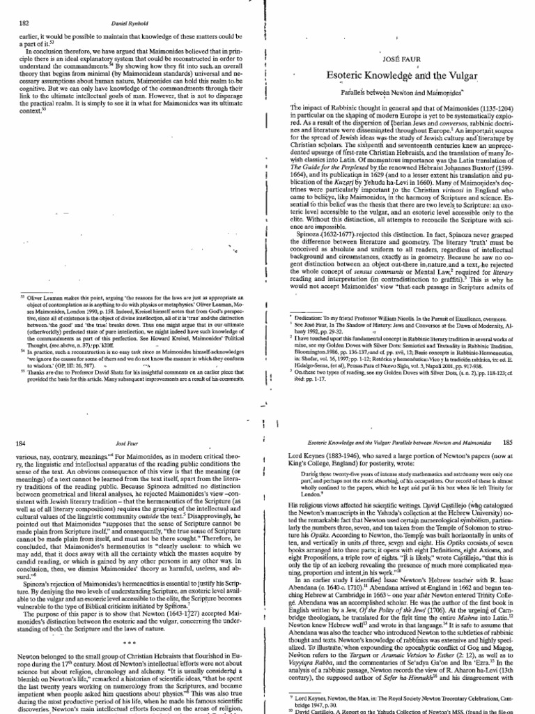 Jose Faur Esoteric Knowledge and The Vul | PDF