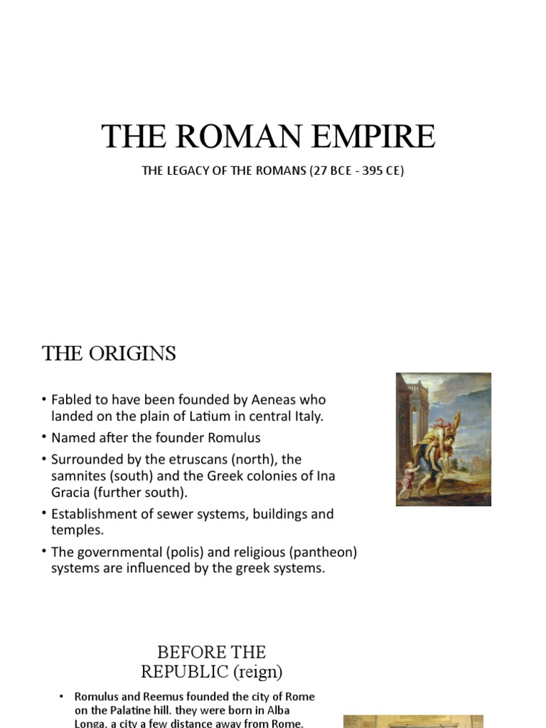The Roman Empire: The Legacy of The Romans (27 Bce - 395 Ce) | PDF ...