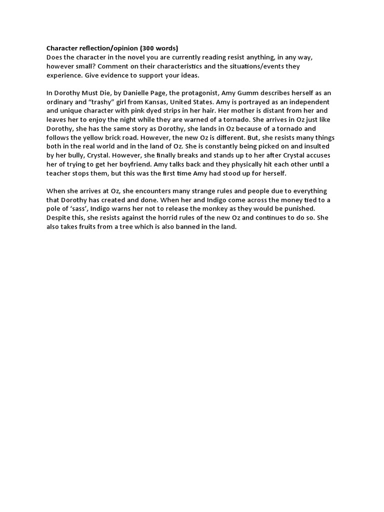 Character Reflection - CR | PDF | Dorothy Gale