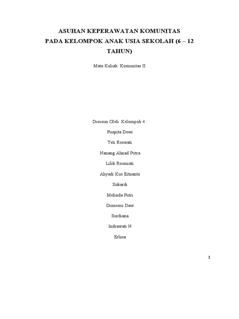 Asuhan Keperawatan Komunitas Pada Kelomp | PDF | Kesehatan Holistik