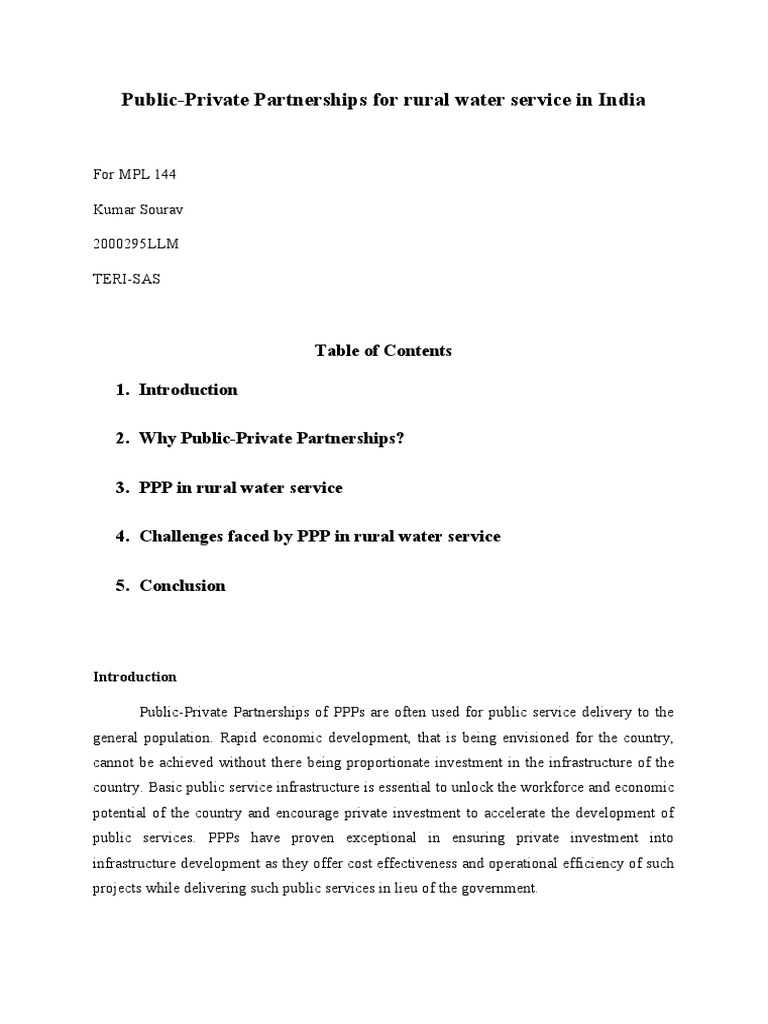 Rural Water PPPs in India | PDF | Public–Private Partnership | Water Supply