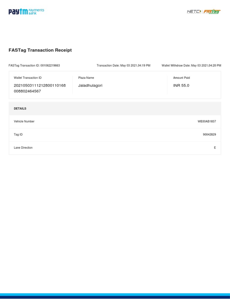 Toll Receipt 2 - WB30AB1837 | PDF