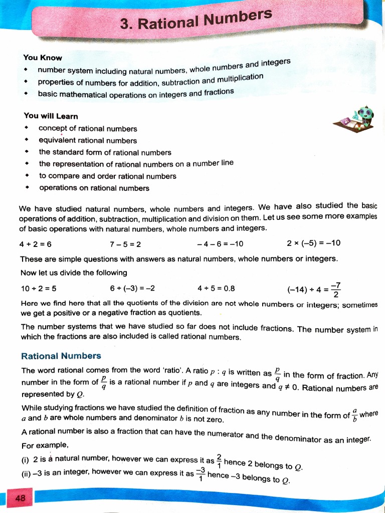 Class 7 Rational Numbers | PDF | Numbers | Integer