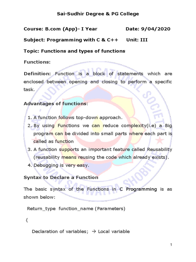 An In Depth Explanation Of User Defined Functions In C Programming 