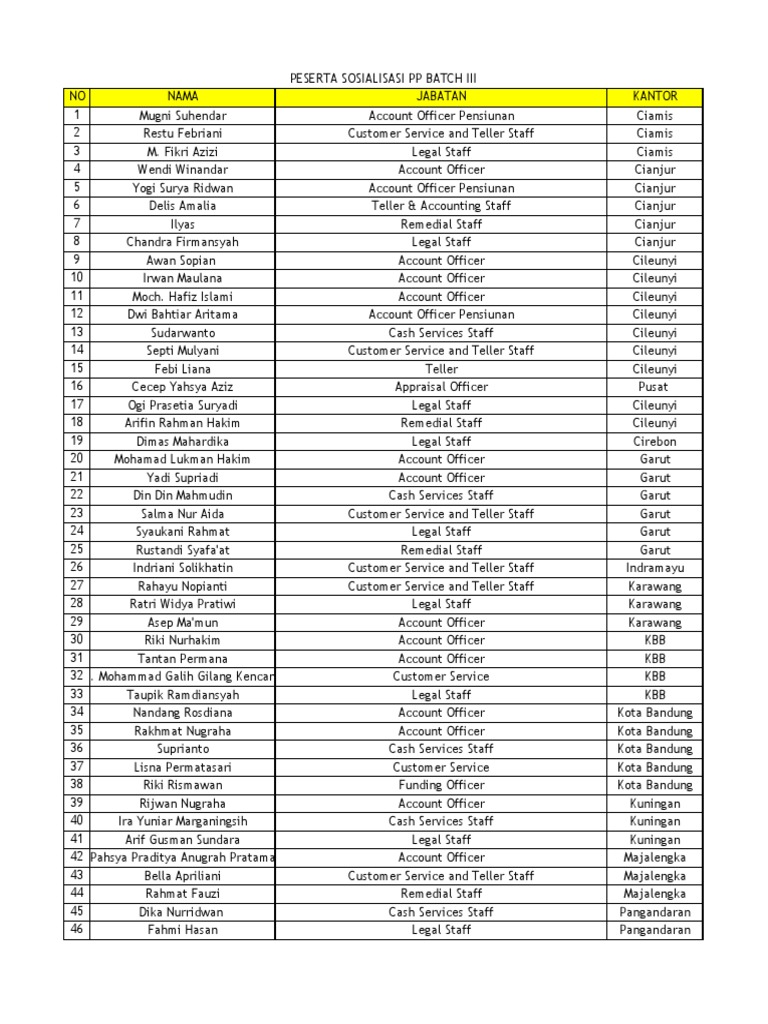 Peserta Sosialisasi PP Batch III | PDF | Service Industries | Business Process Management