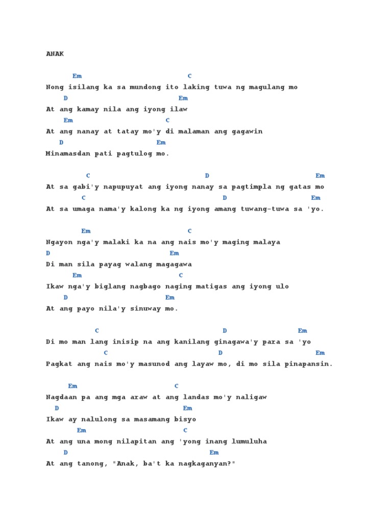 Anak Ukulele Chords | PDF