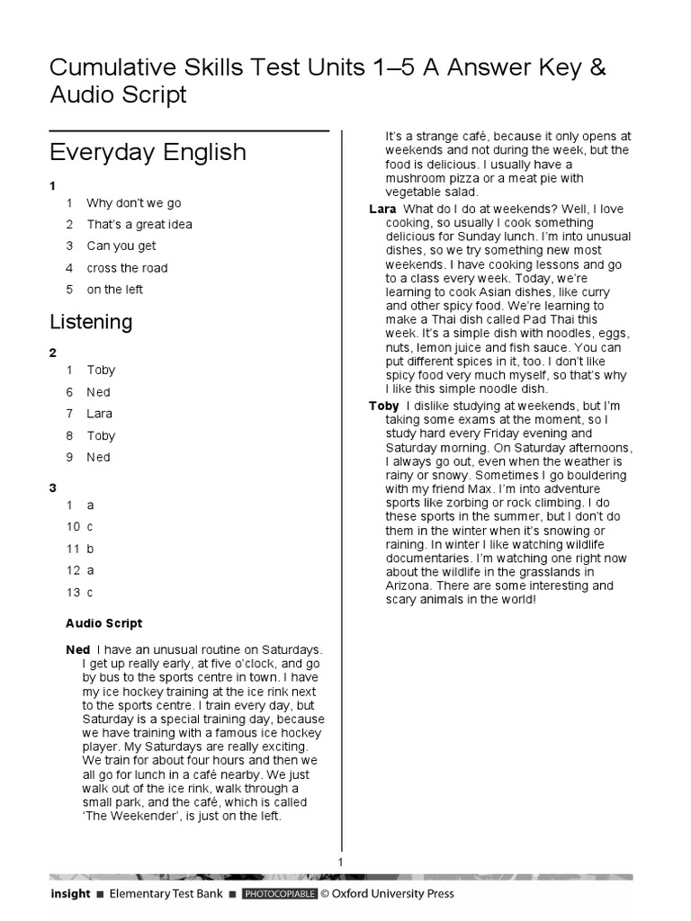 Cumulative Skills Units 1 5 A Answer Key Audio Script | PDF | Thai Cuisine | Food And Drink