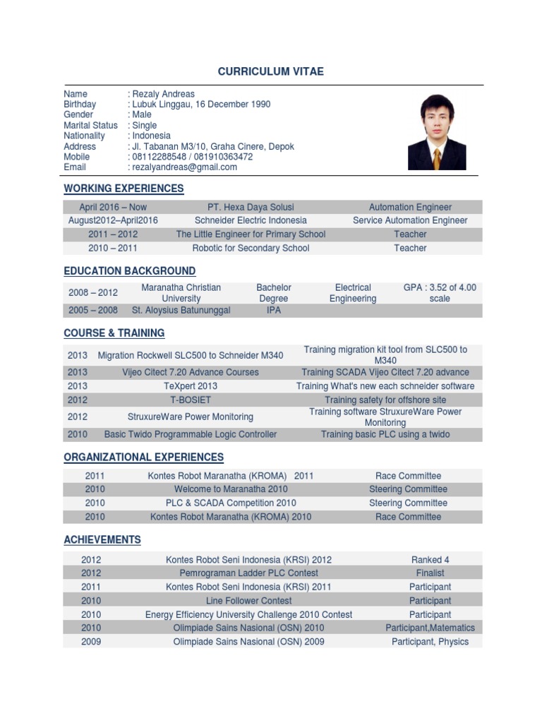 Curriculum Vitae: Working Experiences | PDF | Programmable Logic Controller | Scada