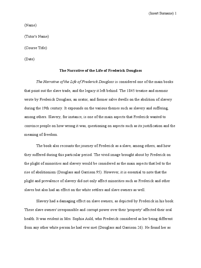 The Narrative of The Life of Frederick Douglass | PDF | Frederick ...