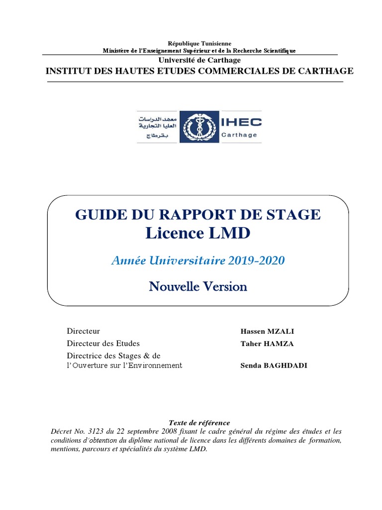 Guide Ihec Rapport de Stage Licence 2019 2020 1 | PDF | Évolution de carrière
