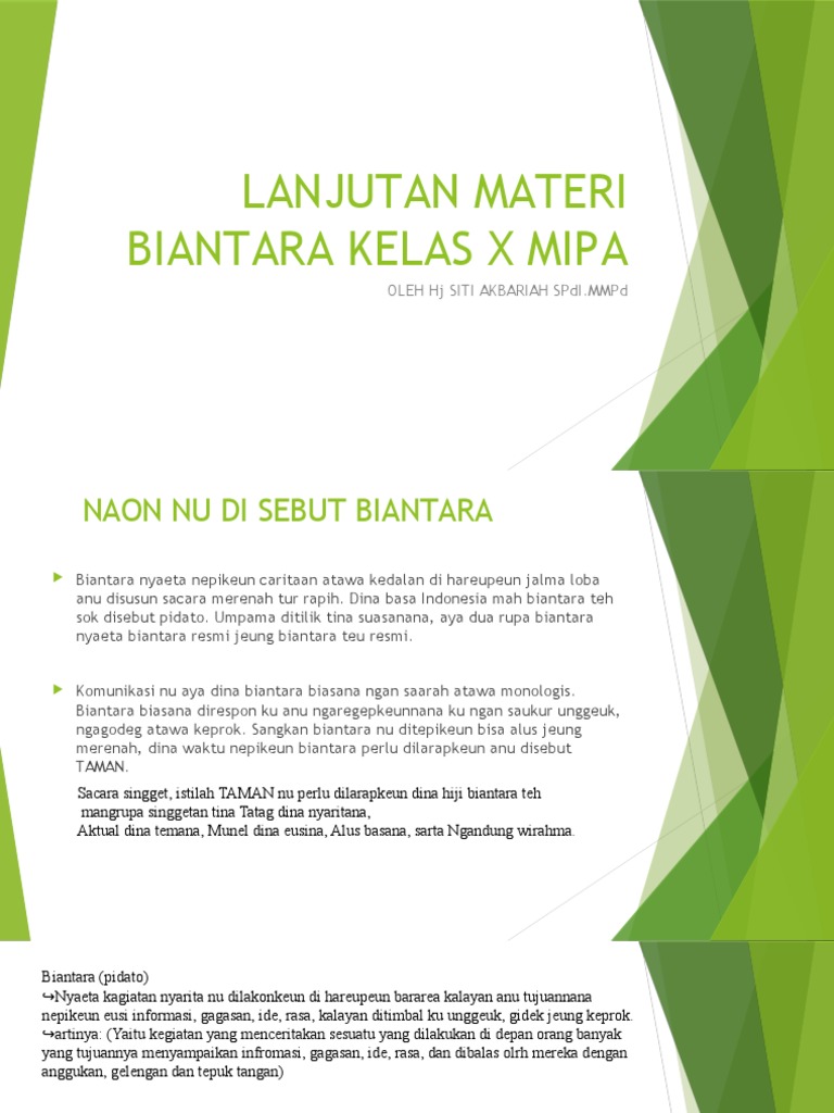 Basun Lanjutan Materi Biantara Kelas X Mipa | PDF