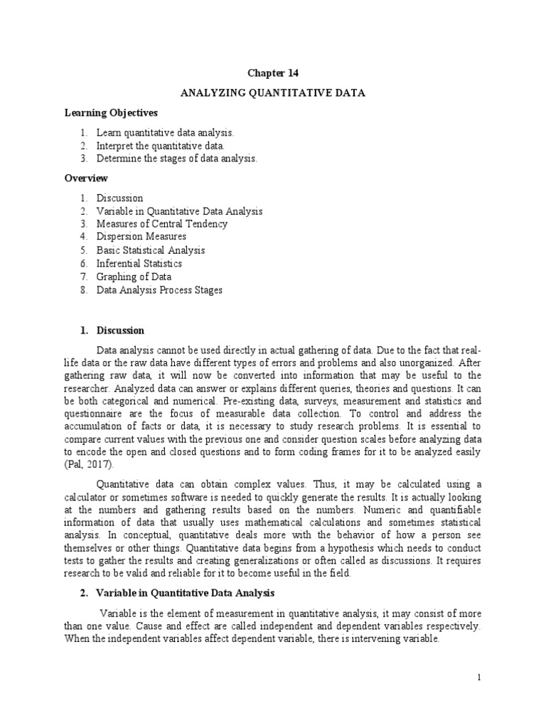 Chapter 14 - Analyzing Quantitative Data | PDF | Statistics | Level Of Measurement