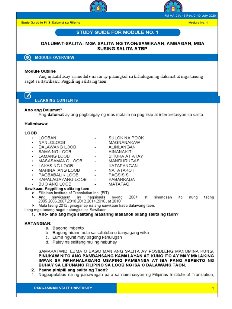 Study Guide - Module 1 | PDF