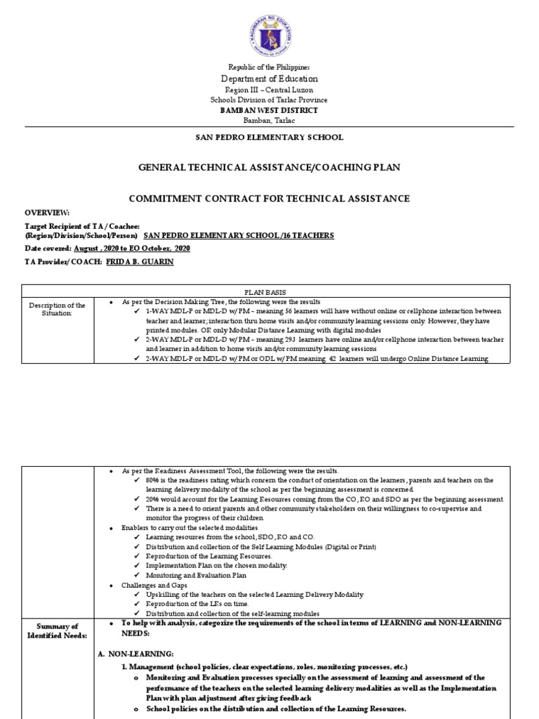Technical Assistance Plan for Teachers | PDF | Learning | Educational ...