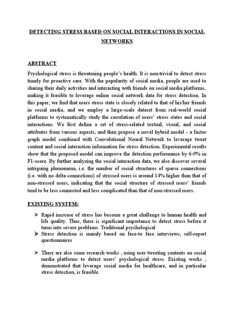 Detecting Stress Based On Social Interactions in Social Networks ...