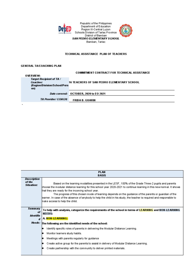 Ta Plan For Teachers | PDF | Applied Psychology | Cognition