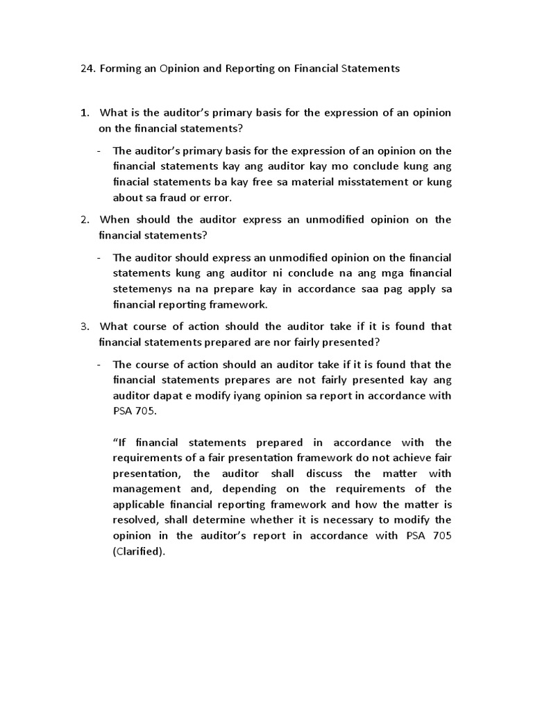 Forming An Opinion and Reporting On Financial Statements | PDF