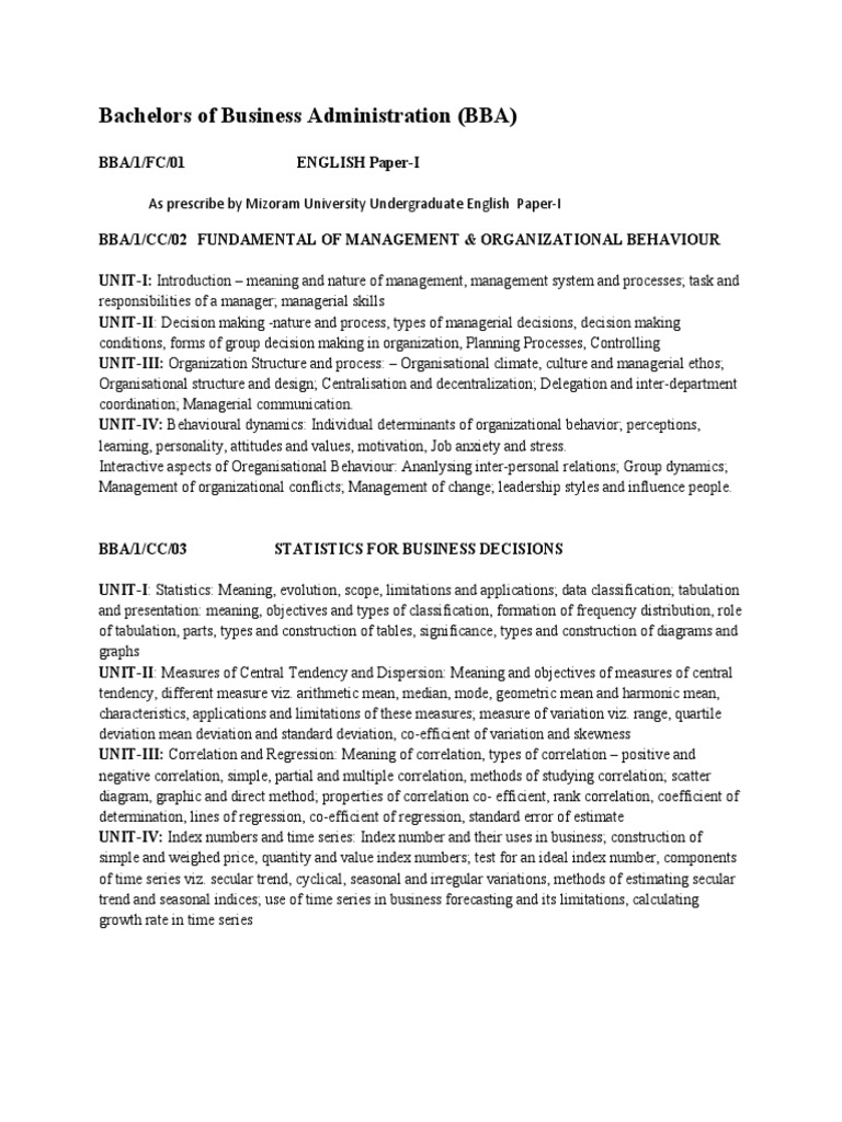 Bachelors of Business Administration (BBA) | PDF | Marketing | Capital ...