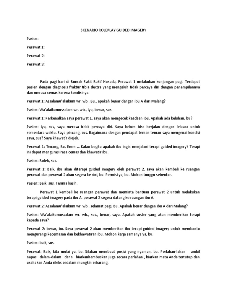 SKENARIO ROLEPLAY GUIDED IMAGERY Kel 9 | PDF