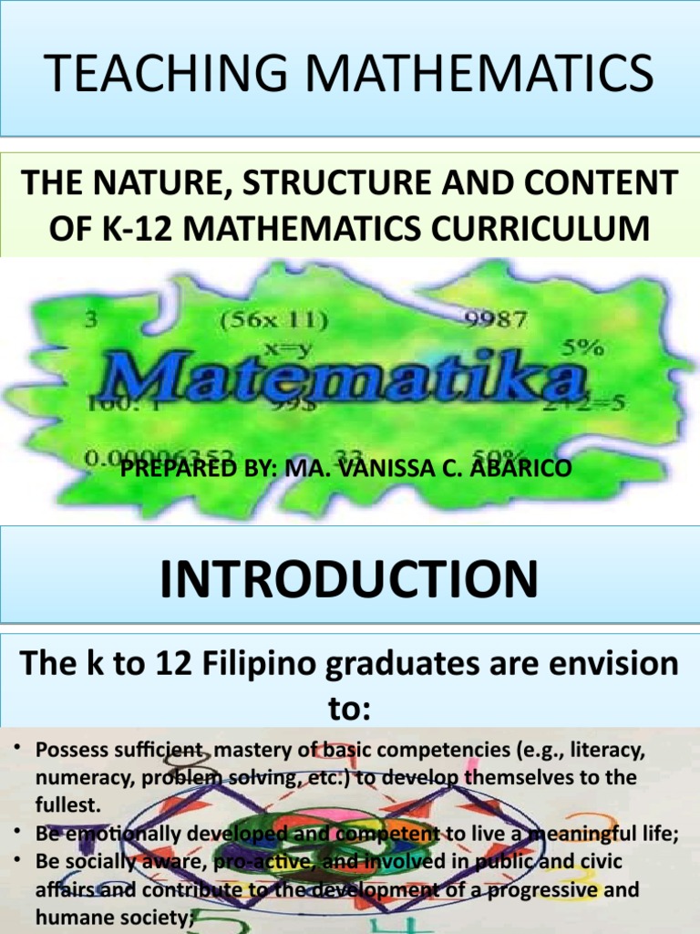 The Mathematics K-12 Curriculum: A Comprehensive Overview of the Scope ...