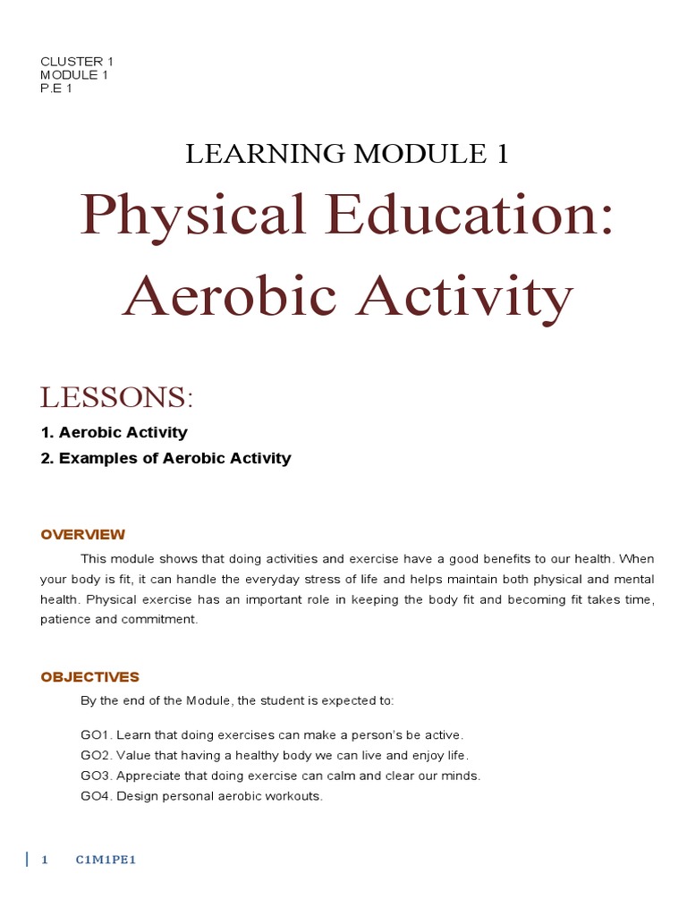 Physical Education: Aerobic Activity: Learning Module 1 | PDF | Aerobic ...