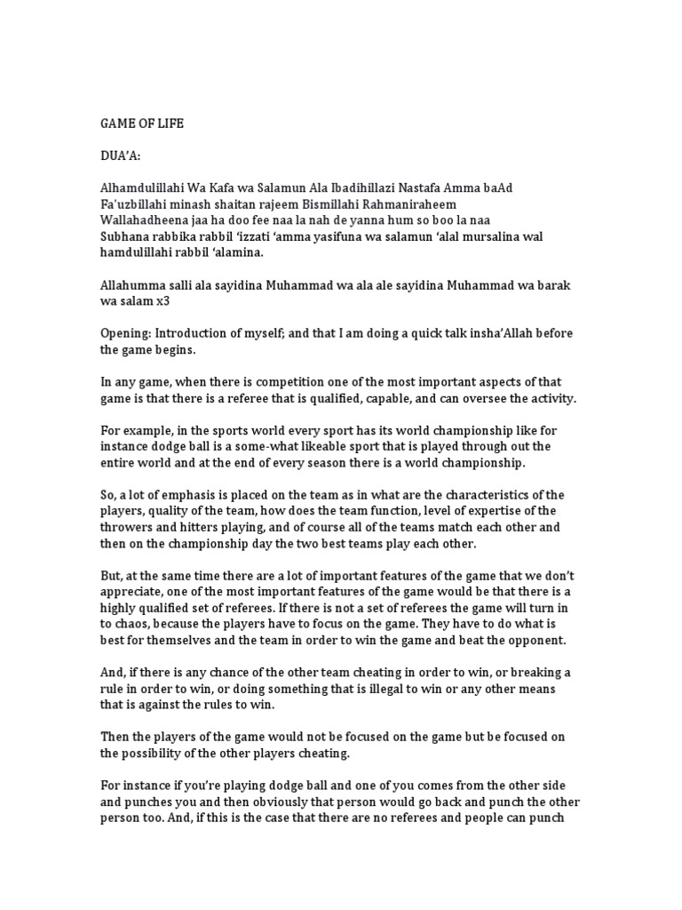 Game of Life | PDF | Religious Behaviour And Experience | Religious ...