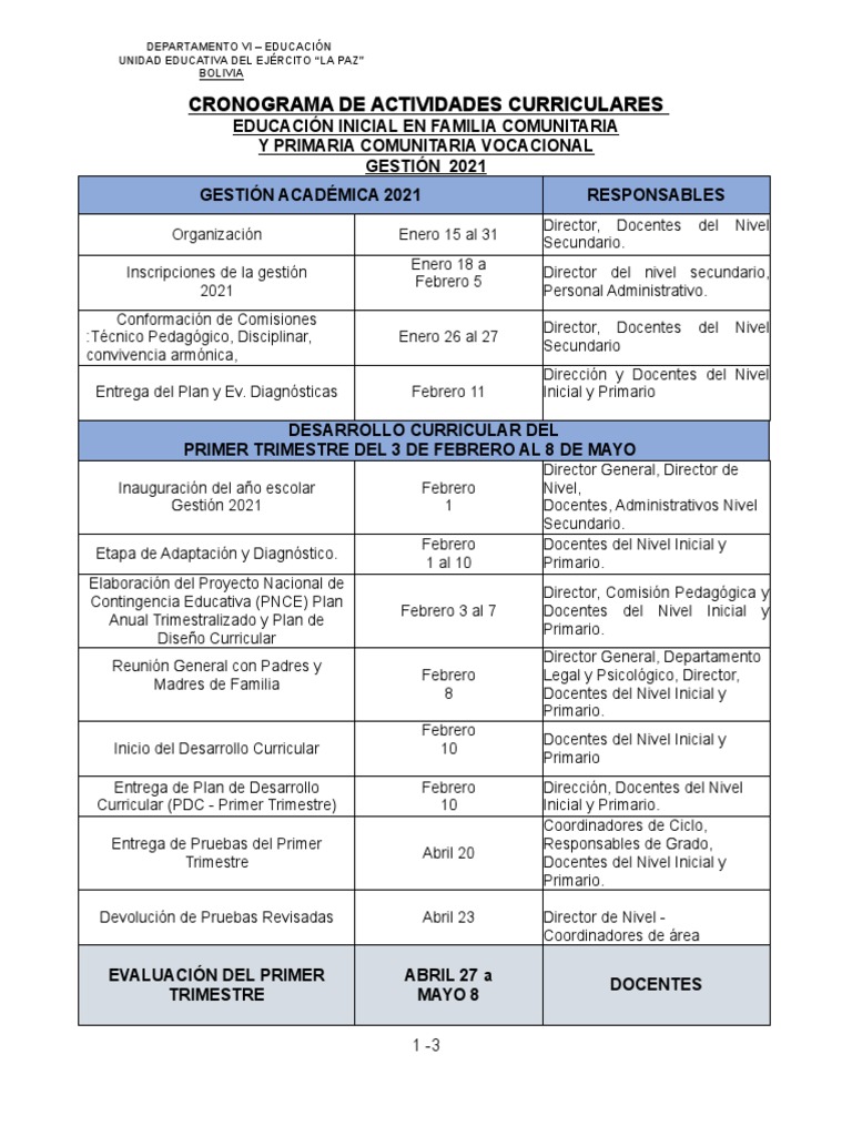 Actividades Curriculares 2021 | PDF | Plan de estudios | Educación primaria