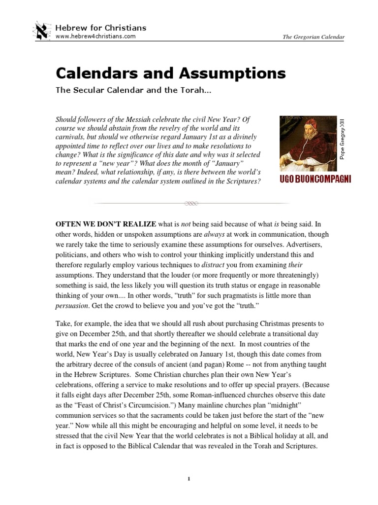 Calendars and Assumptions: Hebrew For Christians | PDF | Rosh Hashanah ...