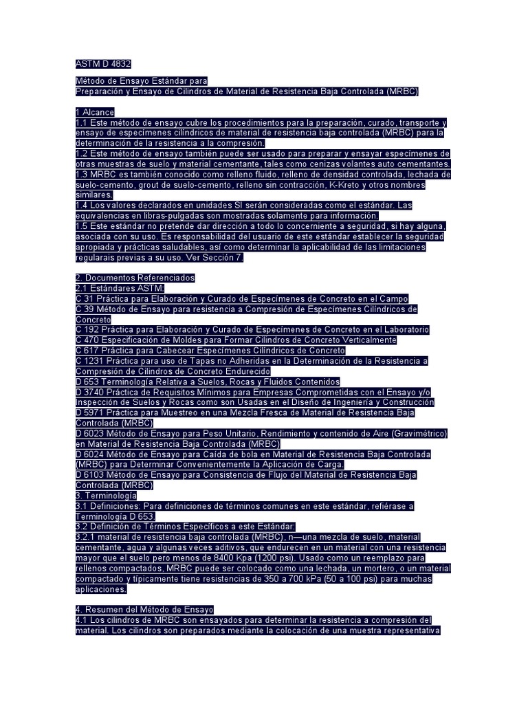Método ASTM D 4832 para MRBC | PDF | Hormigón | Materiales de construcción