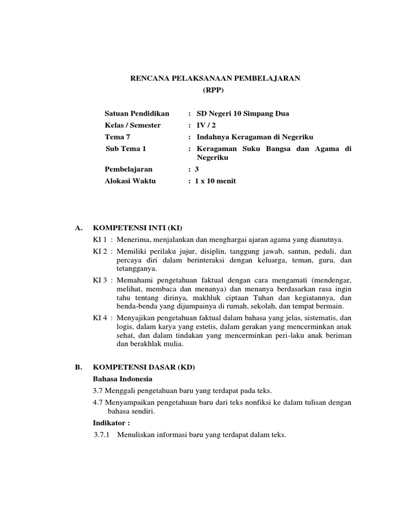 Contoh Materi Ajar, LKPD, Media Pembelajaran, Instrumen Penilaian | PDF