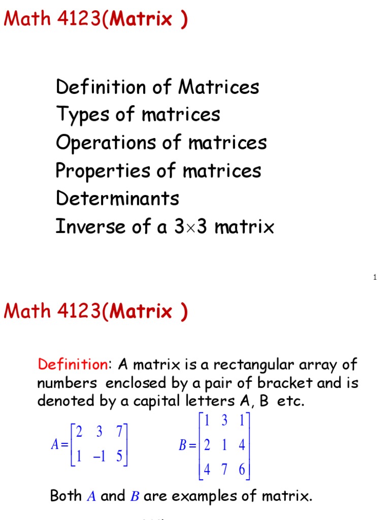 Types of Matrix 2021 | Download Free PDF | Matrix (Mathematics ...