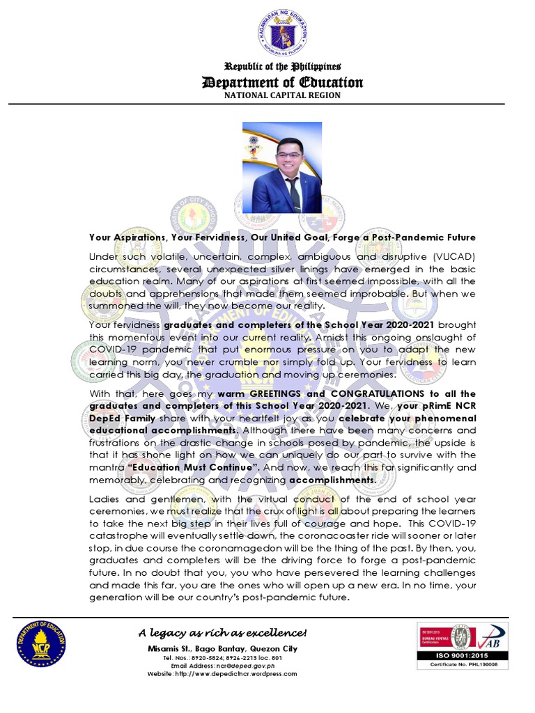 Graduation Message 2021 | PDF