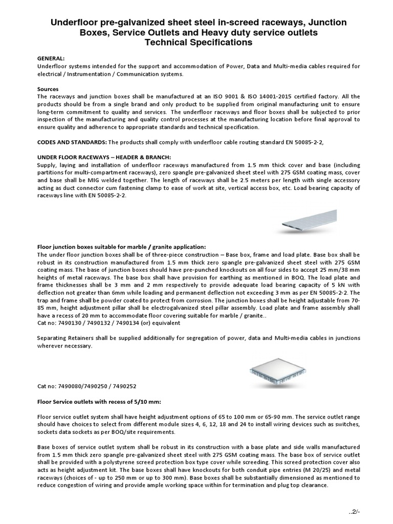 Underfloor Raceway System Specifications | PDF | Electrical Wiring ...