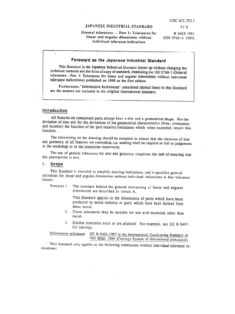 Jis B 0405-1991 | PDF