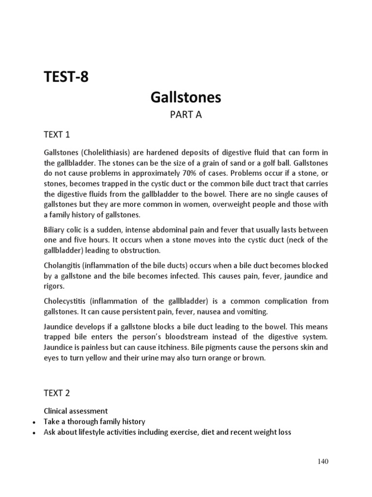 TEST-8 Gallstones: Part A | PDF | Gallbladder | Chronic Kidney Disease