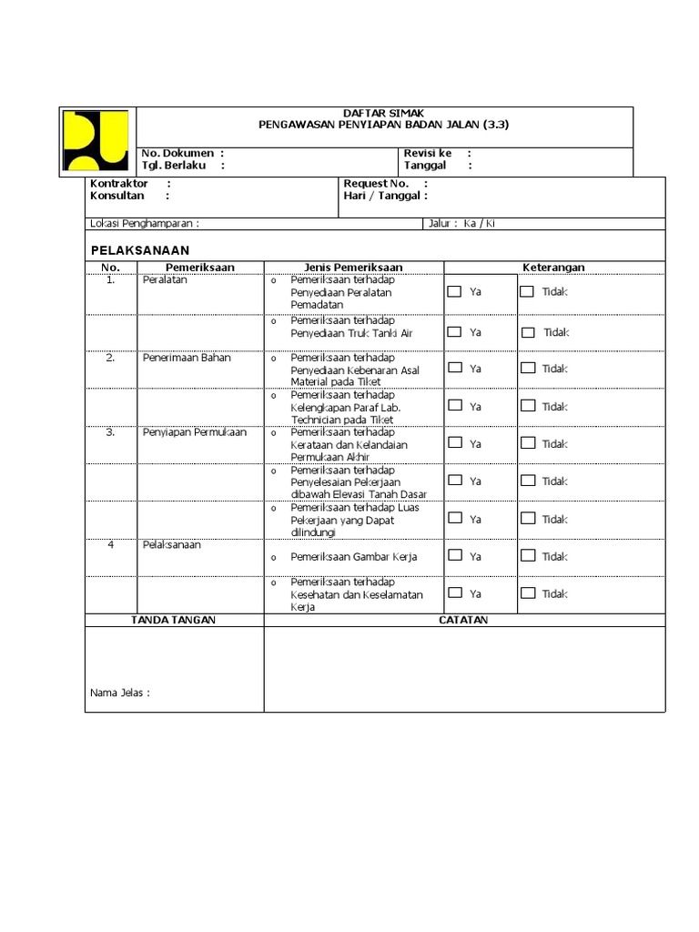 Daftar Simak 3.3 | PDF