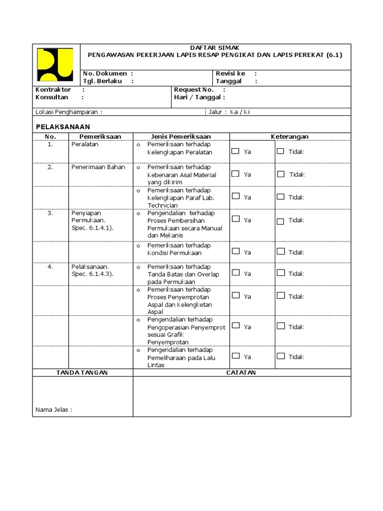 Daftar Simak 6.1 | PDF