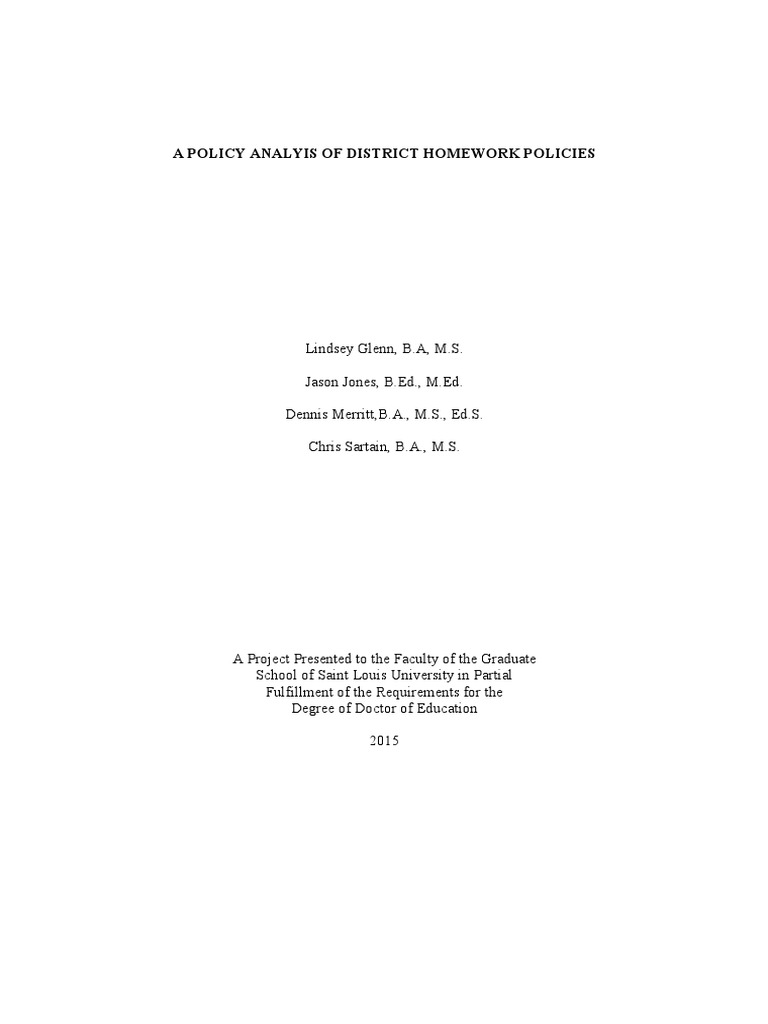 A Policy Analysis of District | PDF | Homework | Teachers