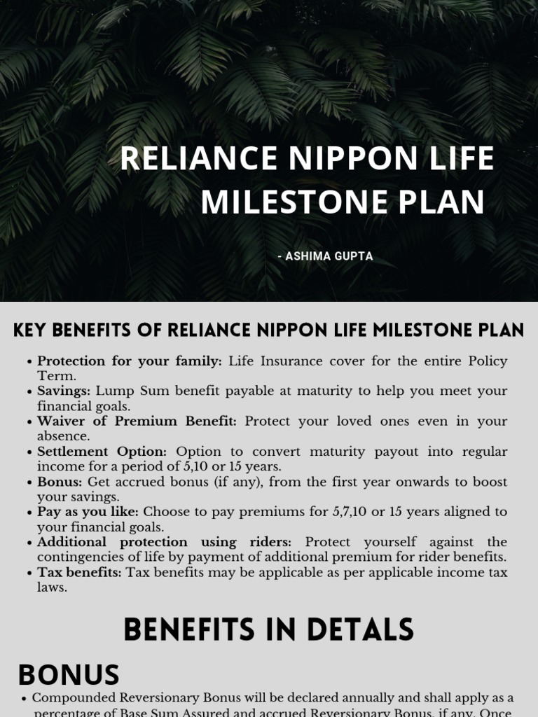 Benefits of Milestone Plan | PDF | Insurance | Life Insurance