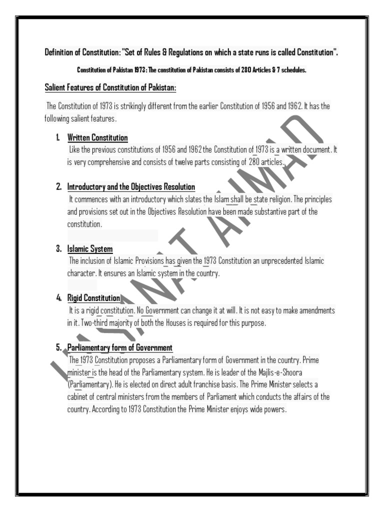 Constitution of Pakistan 1973: The Constitution of Pakistan Consists of ...