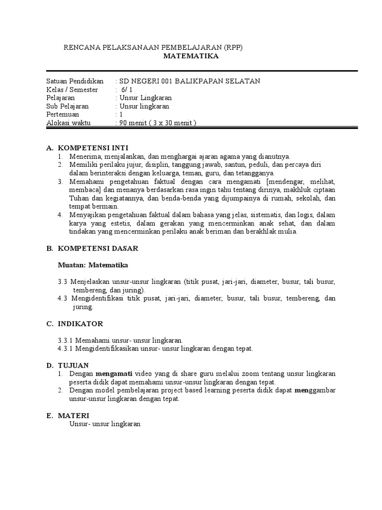 Contoh RPP | PDF