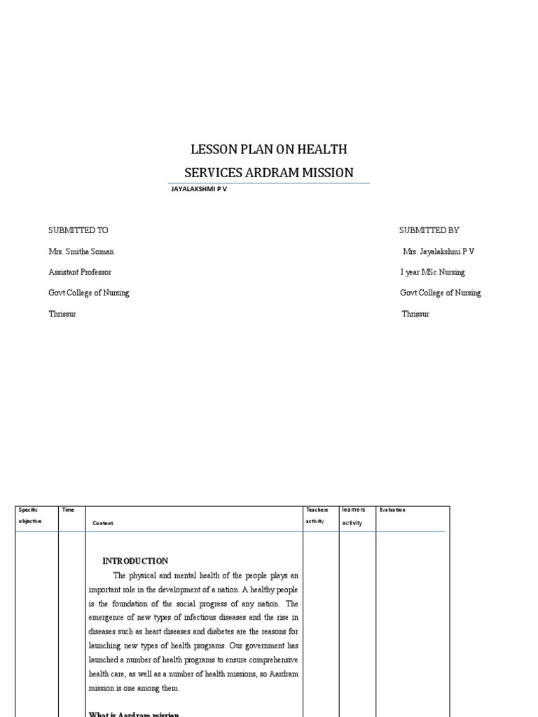 English Aardram Lesson Plan | PDF | Chronic Obstructive Pulmonary ...