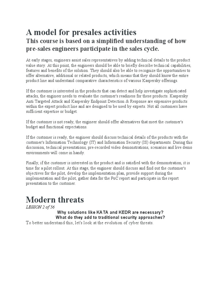 Kaspersky Presales Paper EDR and KATA | PDF | Malware | Computer Network