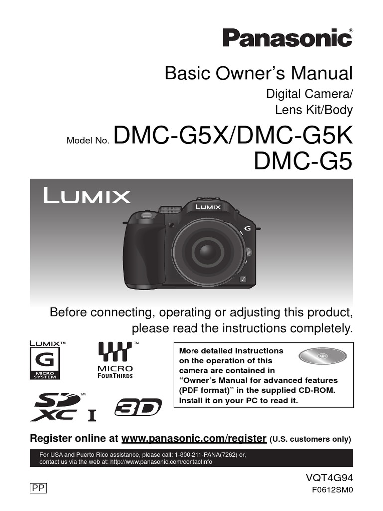 DMC-G5X/DMC-G5K DMC-G5: Basic Owner's Manual | PDF | Digital Camera Modes | Imaging