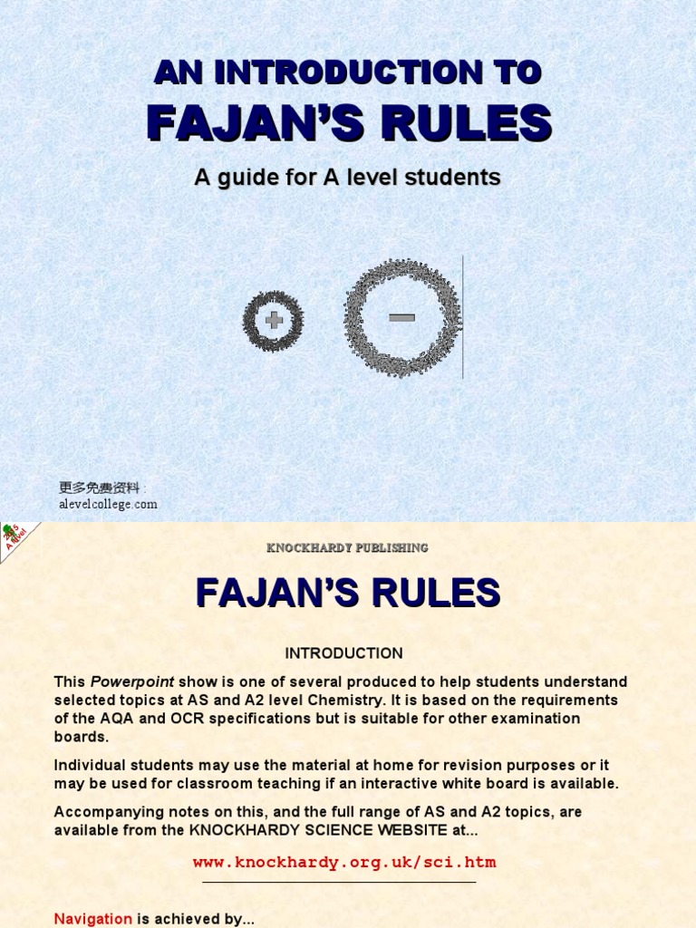 Fajan's Rules | Download Free PDF | Ionic Bonding | Chemical Bond