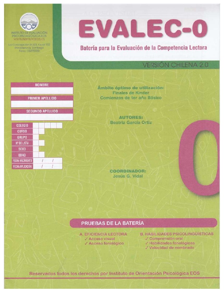 Evalec 0 - Cuadernillo - Versión 2.0 | PDF